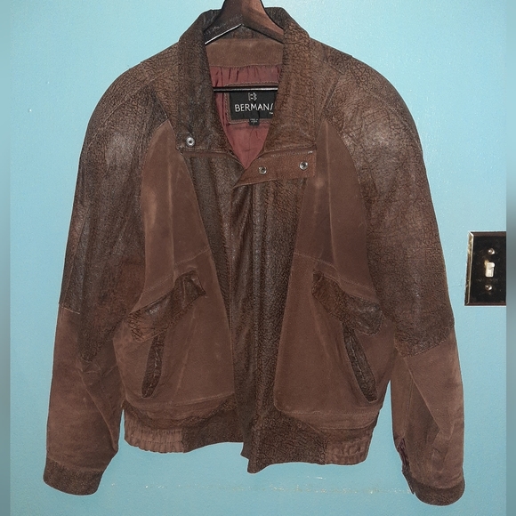 Berman'S | Jackets & Coats | Vintage Leather Bomber Jacket By Bermans ...